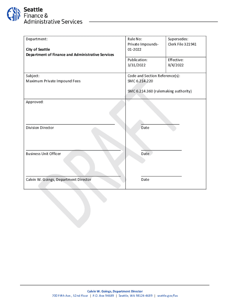 Fillable Online City of Seattle Department of Finance and ...
