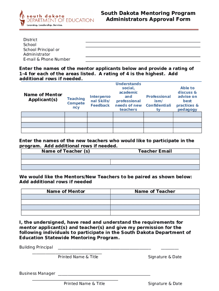 Administration Approval - doe sd Doc Template | pdfFiller