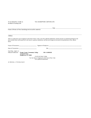 Tax exemption certificate Doc Template | pdfFiller