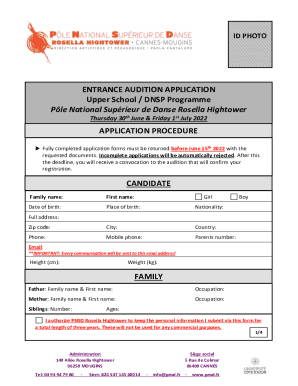 Fillable Online id photo candidate application form for a dvd audition ...