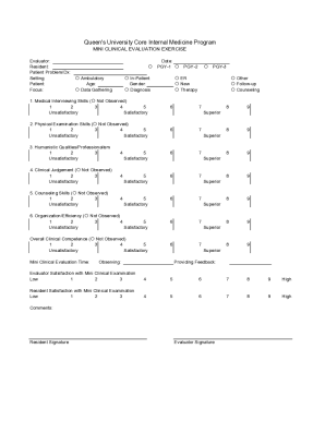 Fillable Online MINI CEX Evaluation Form.xls Fax Email Print - pdfFiller