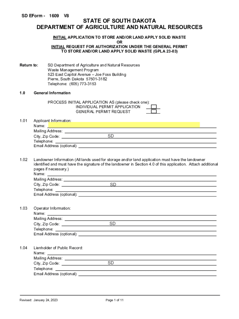 Fillable Online Land Application Solid Waste - Initial Application Fax ...