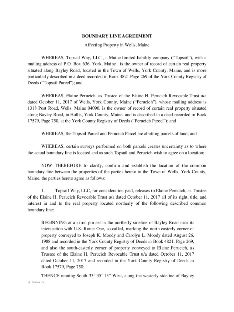 Fillable Online Topsail Way - Boundary Line Agreement (P1790544.DOC;2 ...