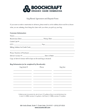 Fillable Online Keg Rental Agreement and Deposit Form Fax Email Print ...