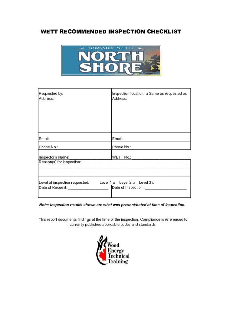 Fillable Online Inspection Form: Wood Stove, Flue Pipe & Manufactured ...