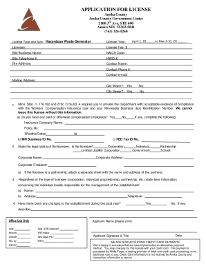 Fillable Online Hazardous Waste License Application and Disclosure Form ...