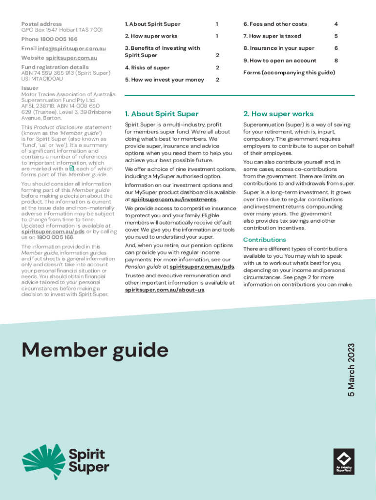 Fillable Online Member guide. Summary of significant information you ...