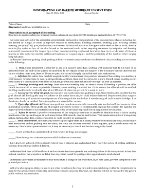 Fillable Online Consent Form To Bone Grafting and Barrier Membrane Fax ...