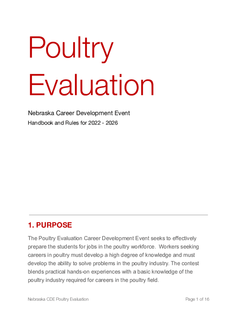 Fillable Online alec unl National FFA Poultry Evaluation Career ...