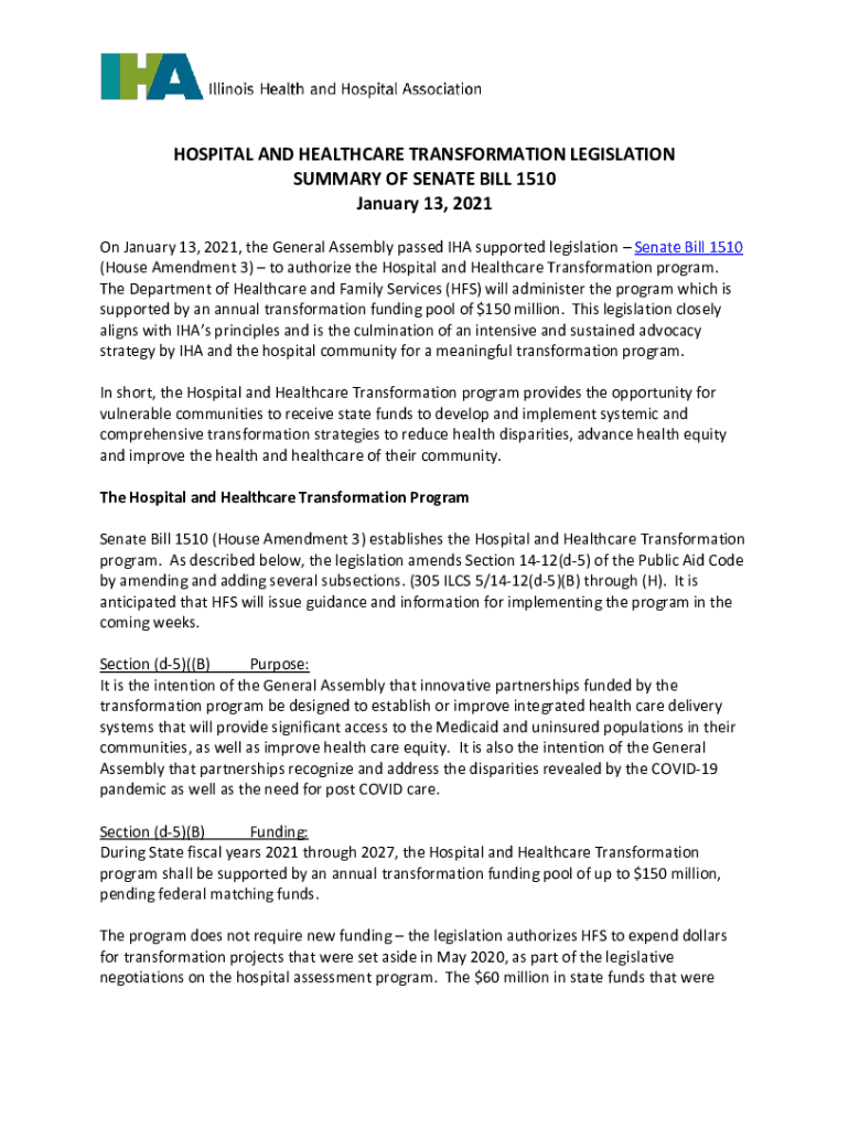 Fillable Online Senate Bill 357 - Regulation of hospitals and health ...
