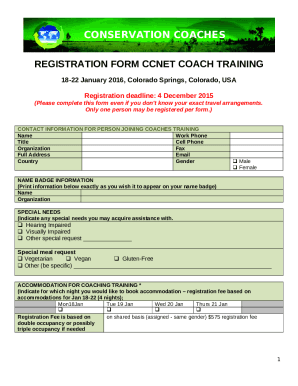Conservation Coaches Network Training Payment Doc Template | pdfFiller