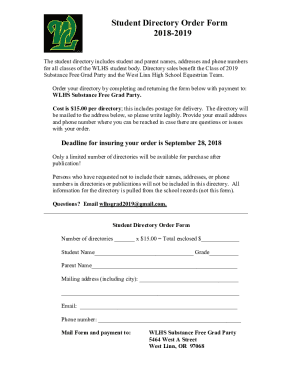 Fillable Online Student Directory Order Form Fax Email Print - pdfFiller