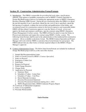 Fillable Online Section 39 - Construction Administration Forms/Formats ...