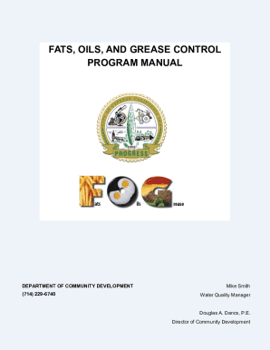 Fillable Online FATS, OILS, AND GREASE CONTROL PROGRAM MANUAL Fax Email ...