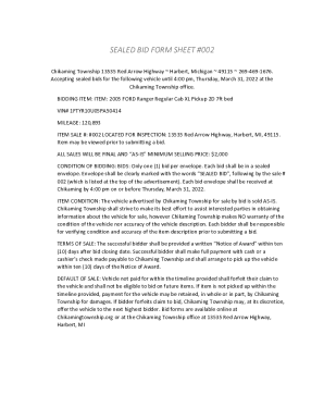 Fillable Online SEALED BID FORM SHEET #001 Fax Email Print - pdfFiller