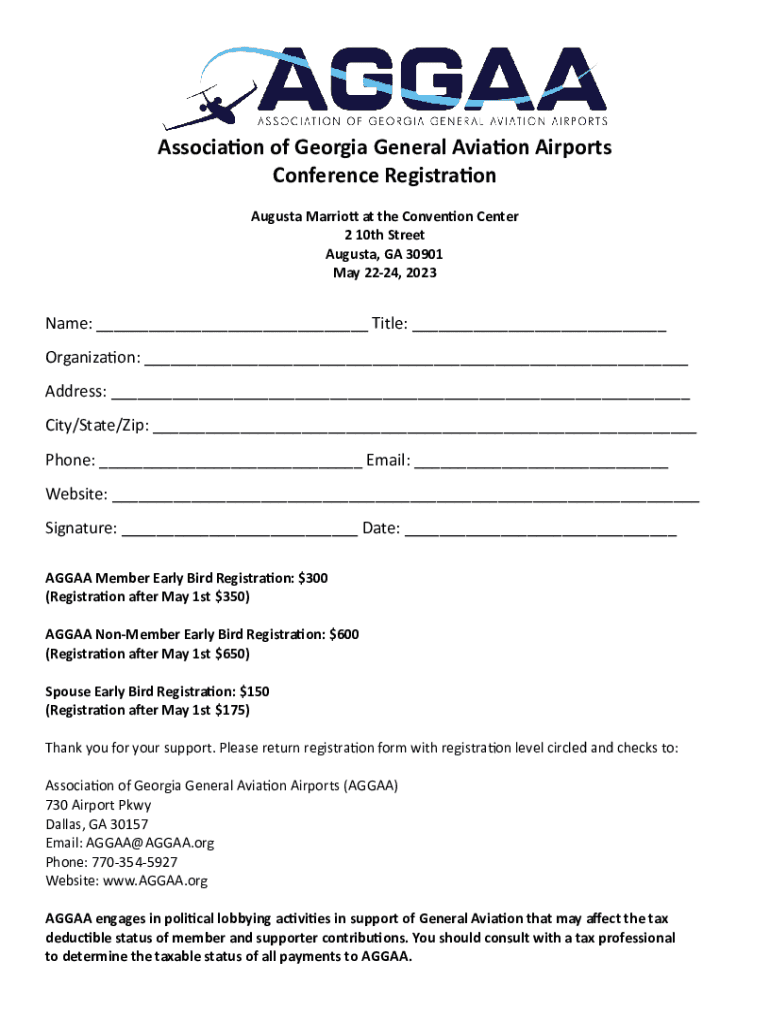Fillable Online Associa on of Georgia General Avia on Airports ...