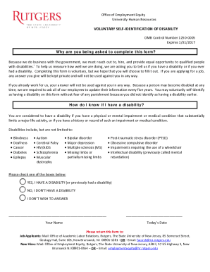 Fillable Online comminfo rutgers Voluntary Self Identification Form Fax ...
