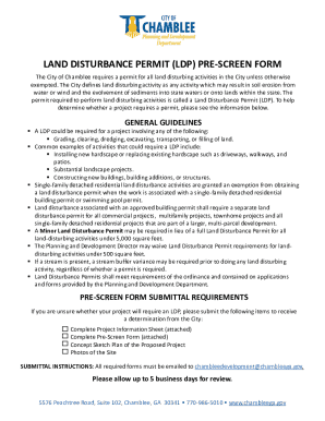 Fillable Online LAND DISTURBANCE PERMIT (LDP) PRE-SCREEN FORM Fax Email ...