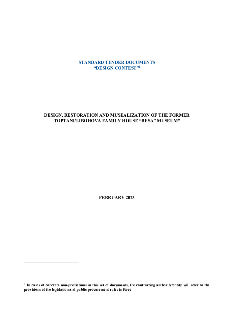 Fillable Online STANDARD TENDER DOCUMENTS DESIGN CONTEST1 ... Fax Email ...