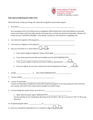 Fillable Online New Sponsorship Request Intake Form Fax Email Print ...