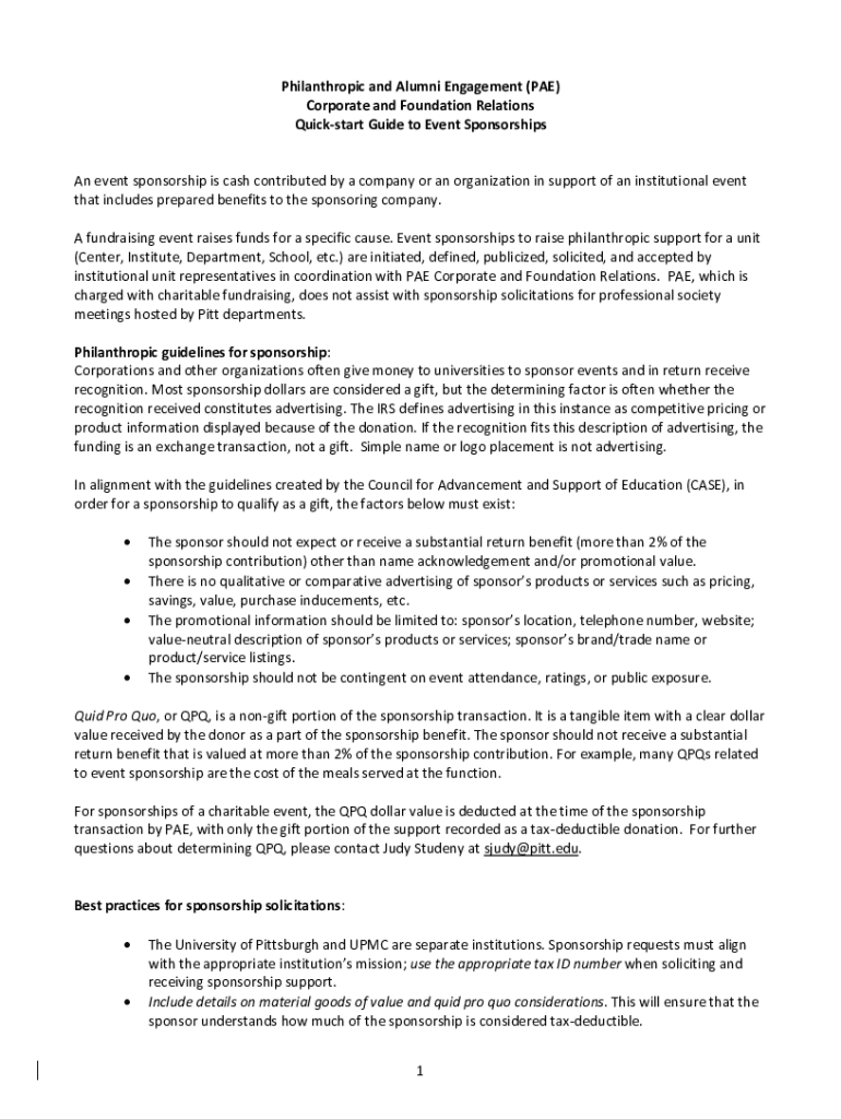 Fillable Online 1 Philanthropic and Alumni Engagement (PAE) Corporate ...