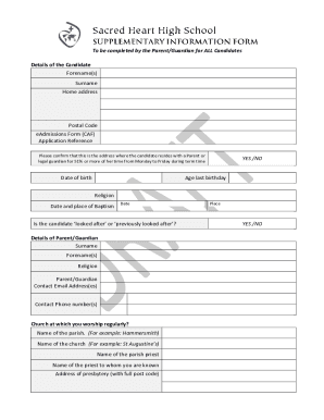 Fillable Online THE SACRED HEART HIGH SCHOOL Fax Email Print - pdfFiller