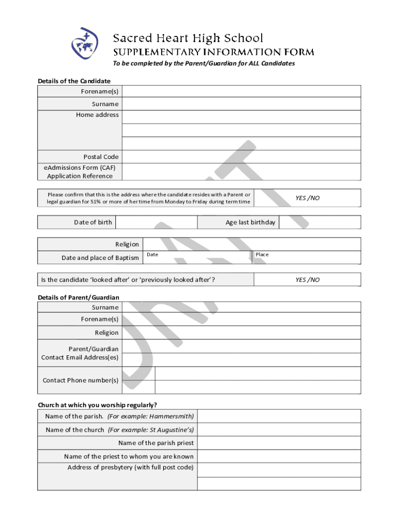 Fillable Online THE SACRED HEART HIGH SCHOOL Fax Email Print - pdfFiller
