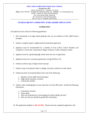 MARIE SUMPTER MEMORIAL SCHOLARSHIP FUND GUIDELINES Doc Template | pdfFiller