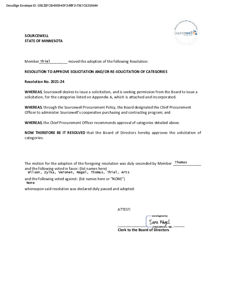 Fillable Online Sourcewell - Board Resolutions Fax Email Print - pdfFiller