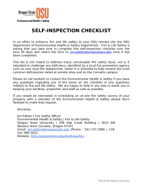 Remote Site Fire Safety Self-Inspection Checklist Doc Template | pdfFiller