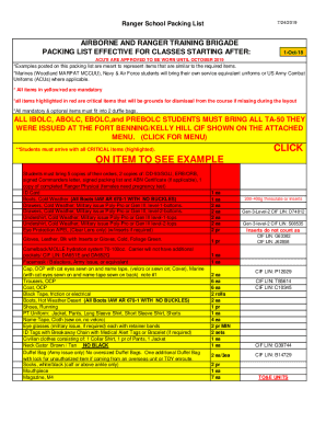 Fillable Online US Army Ranger School Selection & Training Course Fax ...