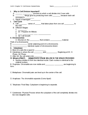 Fillable Online Cell Division - The Cell Cycle and Mitosis (GCSE ...