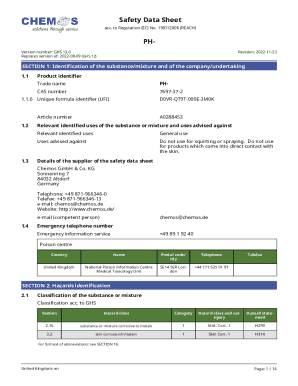Fillable Online Safety Data Sheet: pH- Fax Email Print - pdfFiller