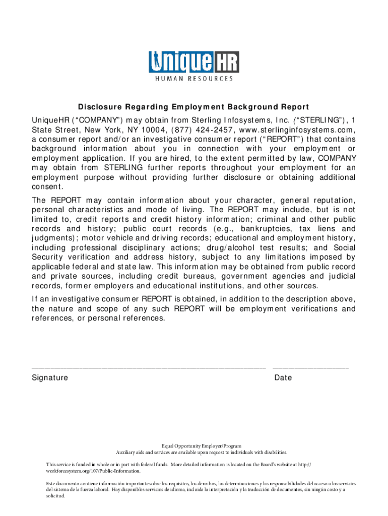 Fillable Online Get the free Disclosure Regarding Background Report Fax Email Print - pdfFiller