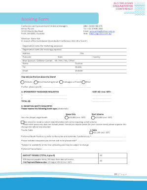 Fillable Online Free Conference Booking Form Template Fax Email Print ...