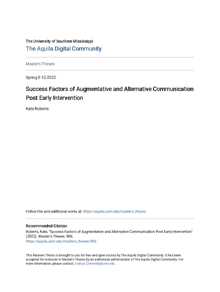 Fillable Online Success Factors of Augmentative and Alternative ...