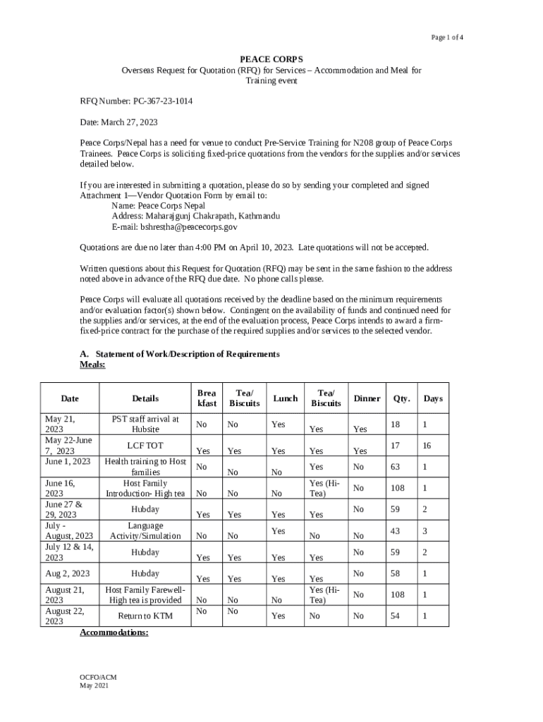Request for Quotation RFQ Number: 2023-01 Request Date Doc Template | pdfFiller