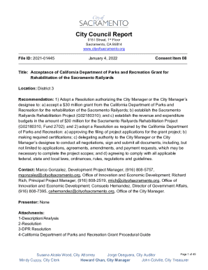 Fillable Online City Council Report 915 I Street, 1 st Floor Sacramento ...