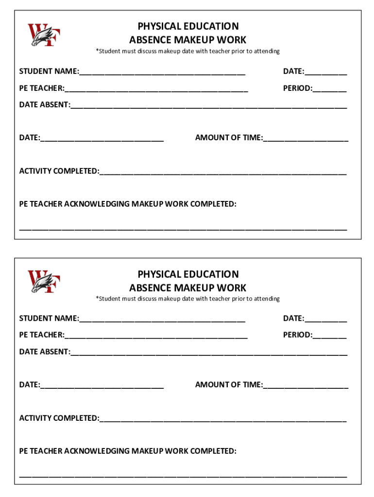 Fillable Online OMS Physical Education Make Up Form Fax Email Print ...