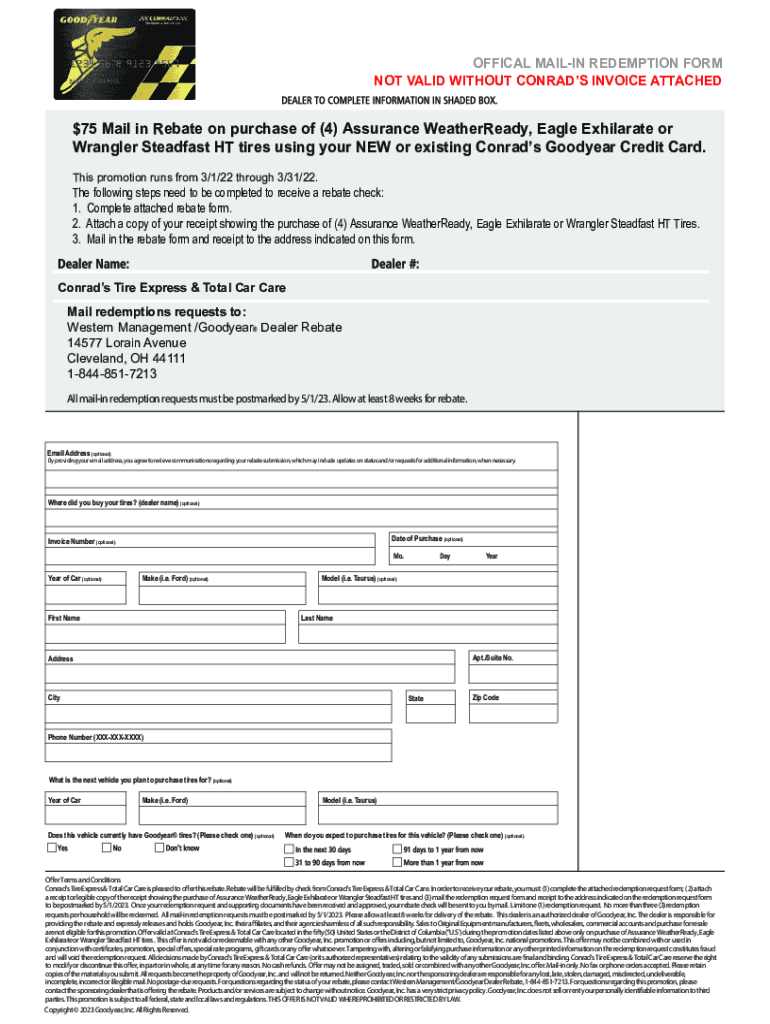 Fillable Online Goodyear 75 RedemptionForm033123 Fax Email Print - pdfFiller
