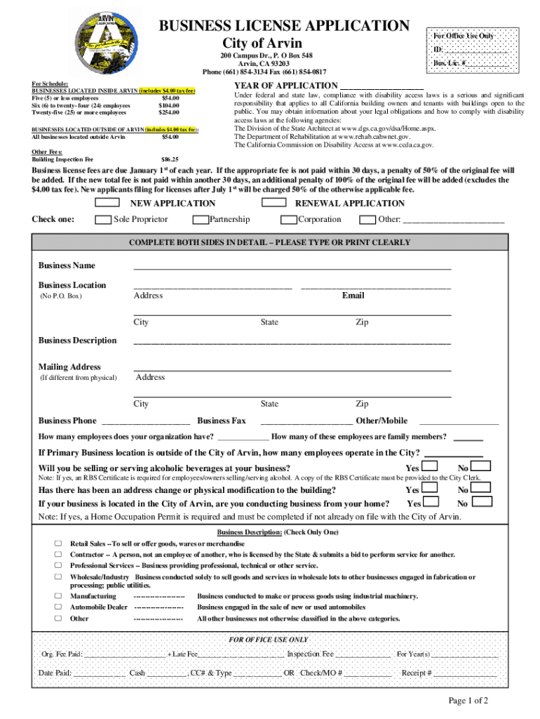 Fillable Online BUSINESS LICENSE APPLICATION - City of Temple City Fax Email Print - pdfFiller