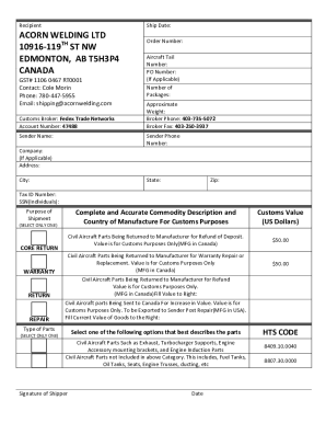 Fillable Online Acorn New Customs Form Fax Email Print - pdfFiller