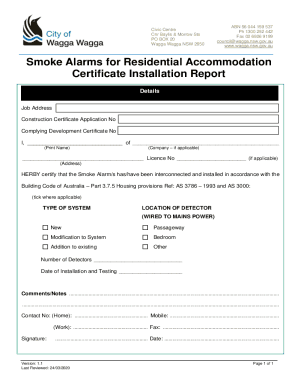 Fillable Online Smoke Alarms for Residential Accommodation Certificate ...