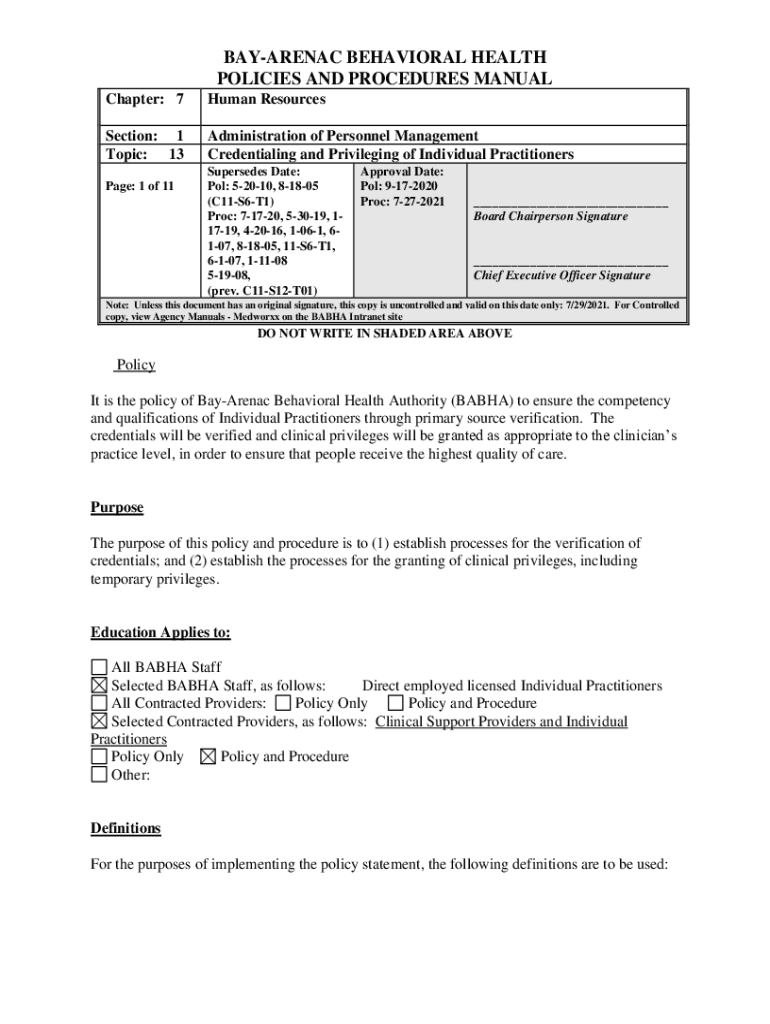 Fillable Online 13 Credentialing and Privileging of Individual ...