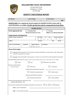 Fillable Online WALLINGFORD POLICE DEPARTMENT IDENTITY THEFT/FRAUD ...