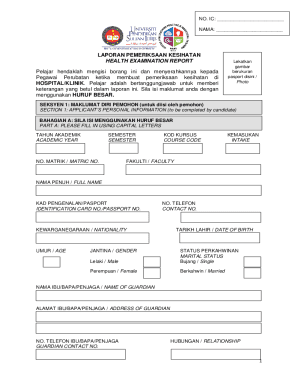 Fillable Online laporan pemeriksaan kesihatan health examination report ...