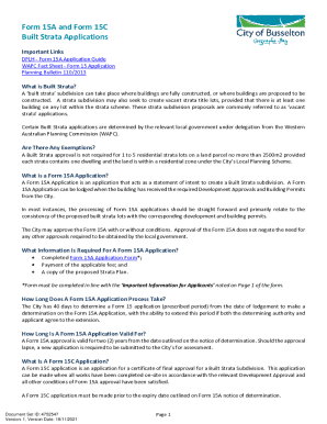 Fillable Online Form 15A Application guide and fees for WAPC ...