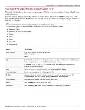 Fillable Online Automated Valuation Models Report Search Form Fax Email ...