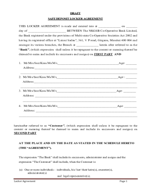 Fillable Online Locker Agreement -DRAFT Fax Email Print - pdfFiller