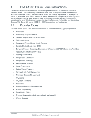 Fillable Online medicaid ms 2.0 CMS-1500 Claim Form Instructions Fax ...